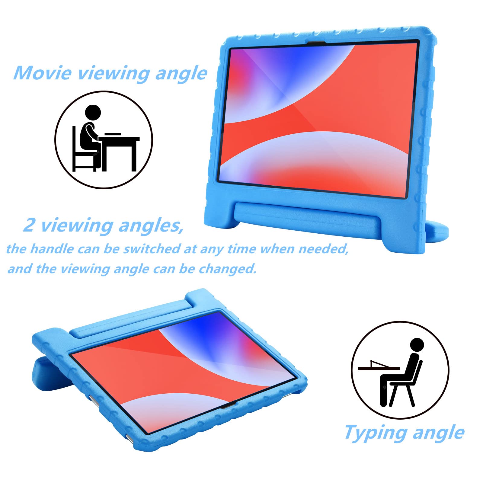 Bowosen Lenovo Tab M10 Plus 3rd Gen Case, Multi-Angle Conversion Kids Tablet Case, for Lenovo Tab M10 Plus 3 gen (2022 Release) 10.6 Inch Lightweight Shockproof Cover (Blue)