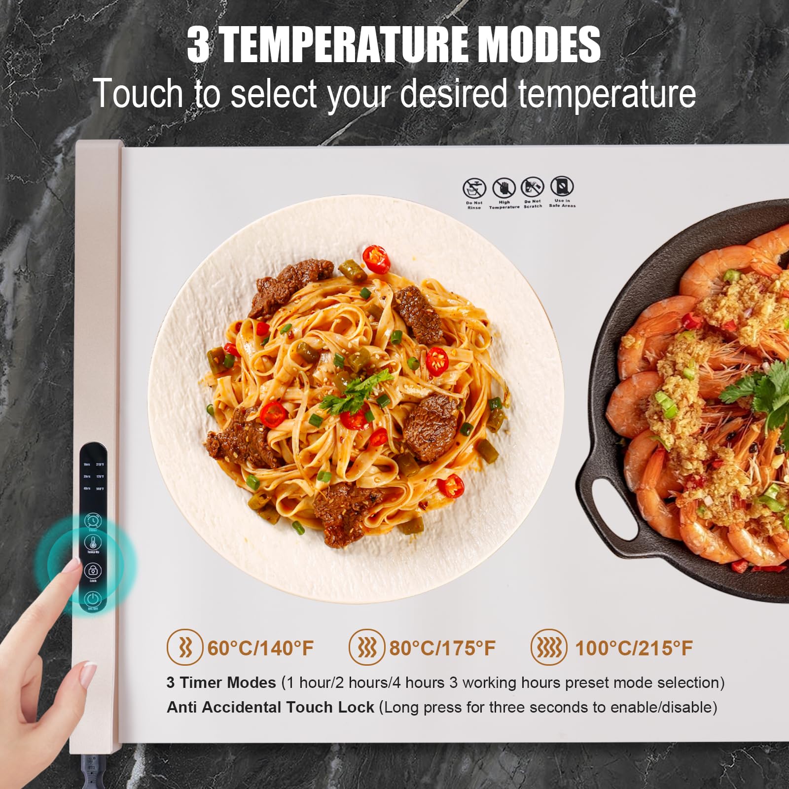 Electric Warming Tray 2024 New,Portable Silicone Food Warmer Heater Mat,Travel Roll Up Fast Heating Pad,Foldable Keep Plates Fast Warm for Buffets Party,Large Surface Area