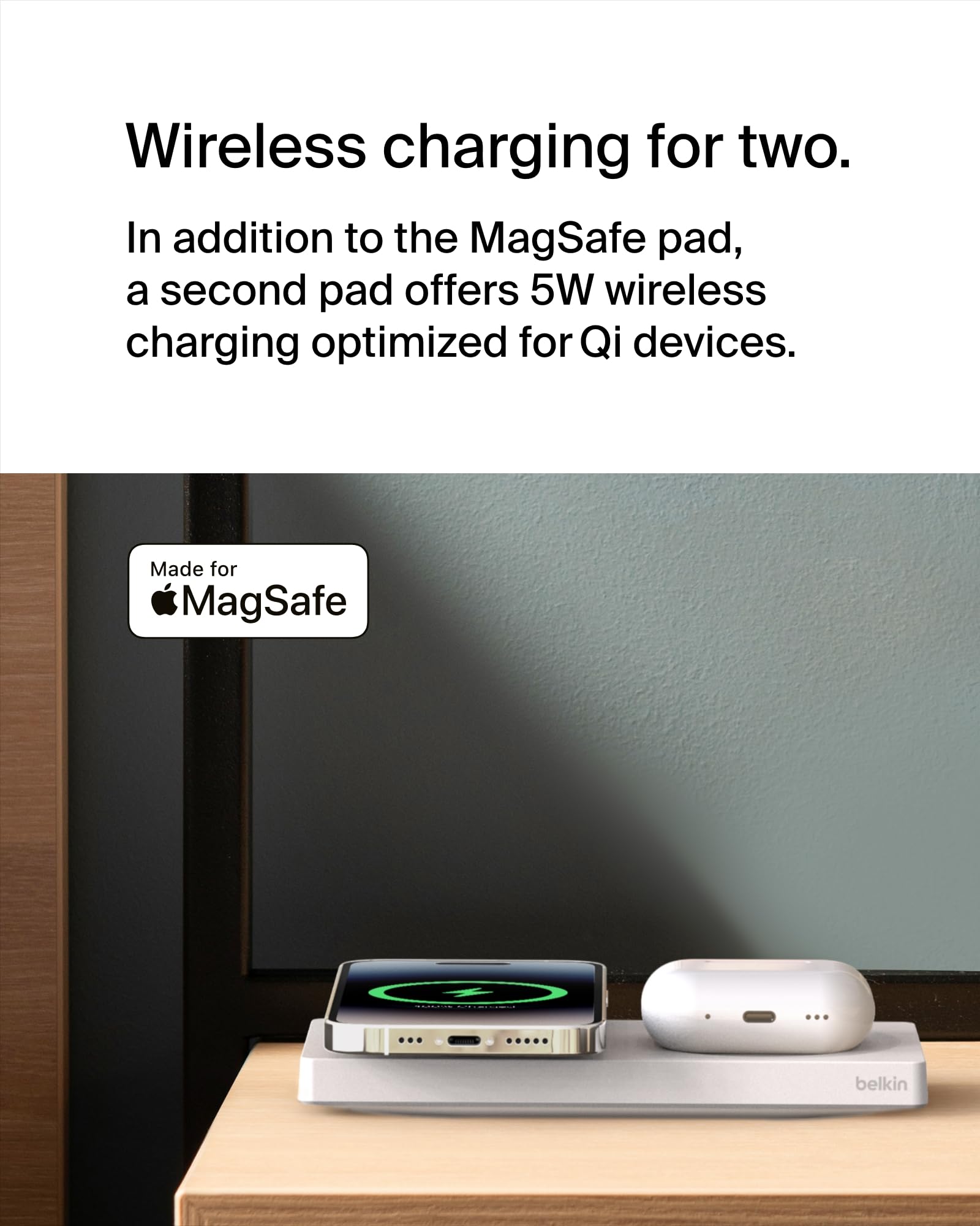 Belkin MagSafe 3-in-1 Wireless Charging Stand (Older 2021 Release) for Apple Watch, iPhone Series, AirPods - White