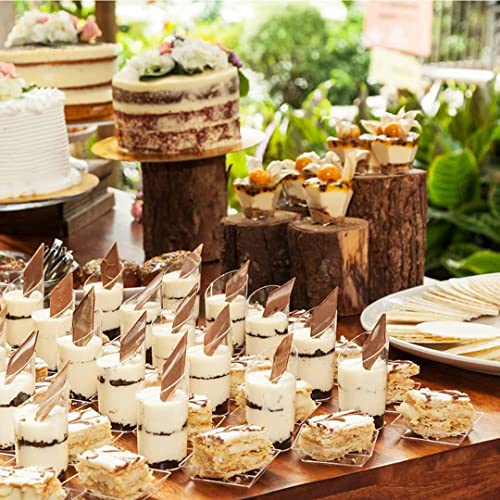 TOFLEN 100ct 1 oz Mini Dessert Plates with Tasting Spoons - Reusable Clear Plastic Square Party Serving Trays Mini Plates for Appetizers, Chocolates, Ice Cream, Fruit and More