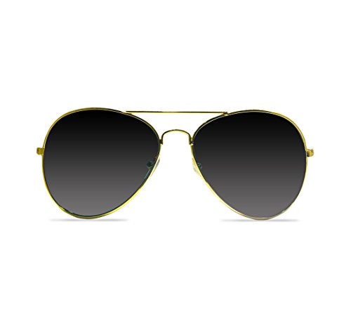 Big Mo's Toys Gold Dark Aviator Sunglasses Shades – 70’s Style Adult Aviators Costume Glasses - 1 Pair