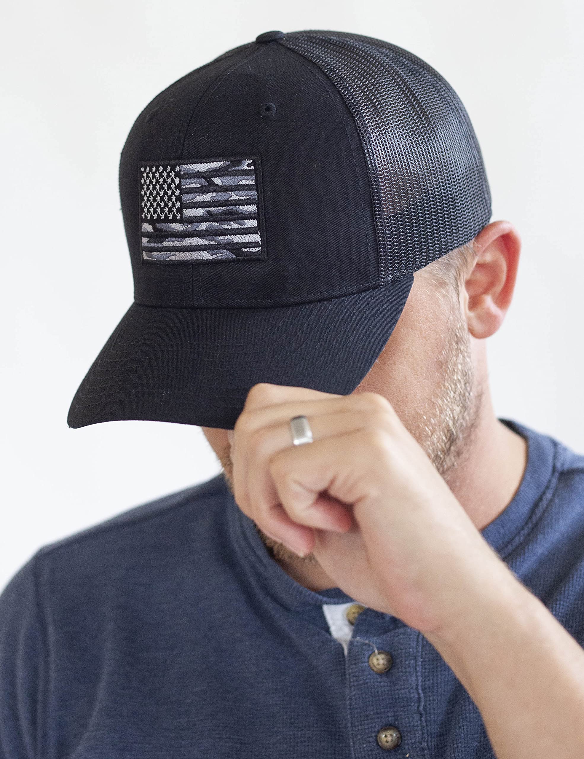 B Wear Sportswear Patriotic Camo American Flag USA Embroidered Snapback Trucker Cap Hat