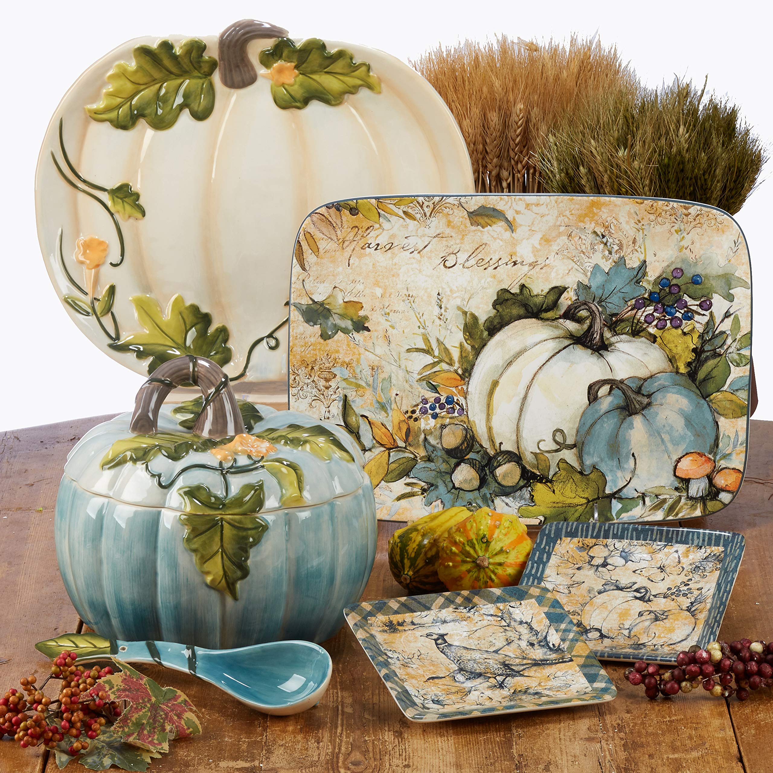 Certified International Harvest Gatherings Round Platter, 13" Diameter, Multicolor