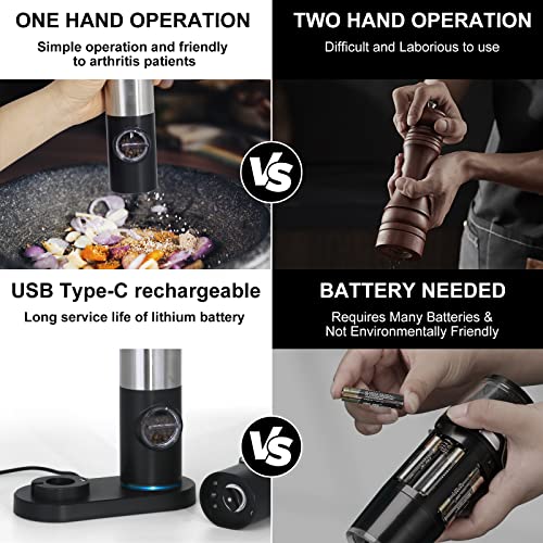 π΅ππ πΌπππππ
ππ
PwZzk Electric Salt and Pepper Grinder Set Rechargeable USB One Hand Automatic Operation Stainless Steel Electronic Spice Mill Shakers With Adjustable Coarseness (2 Pack)