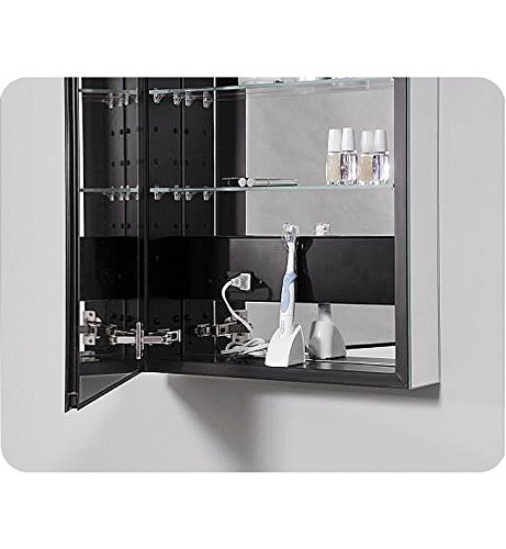Robern PLM2040GLE Polished Edge, Classic Gray Interior, Electric ̶ Left Hinge PL Series 20" x 40" Flat Top Cabinet