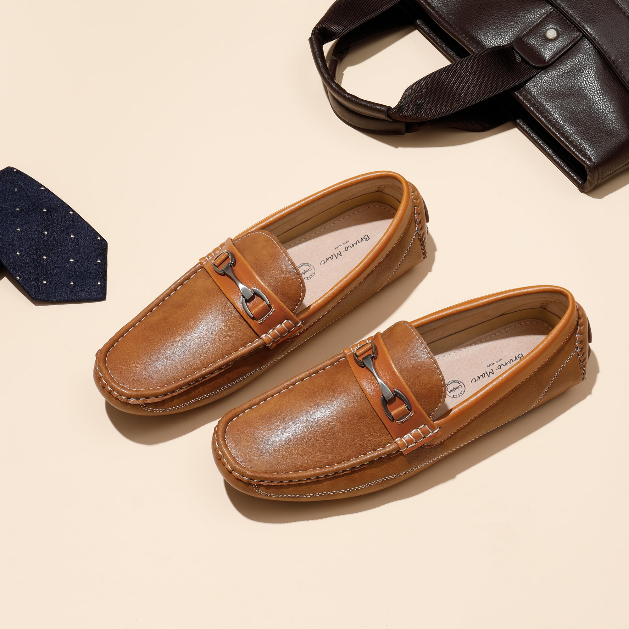 Bruno Marc Men's Tan Driving Moccasins Penny Loafers Slip on Loafer Shoes Size 15 BM-Pepe-3