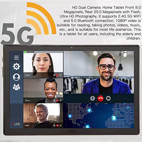 CHICIRIS 10 Inch Tablet 2.4G 5G Dual Band WiFi Gold 6GB 128GB for 12 100240V Kids Writing Tablet (US Plug)
