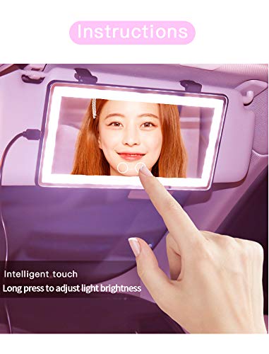 Car Visor Vanity Mirror,Battery Power Car Makeup Mirror with Lights 60 LED,3 Light Mode Car Vanity Mirror,Dimmable Sun Visor Mirror Clip-on Vanity Mirror for Women（Black）