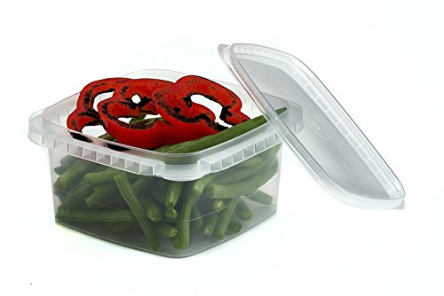 Plastic Deli Containers with Lids 32 Oz- 25 Pack- Square Clear Plastic Containers- Tamper-Proof BPA-Free Take Away Food Containers- Space Saver, Airtight, Freezer Safe Meal Prep Containers