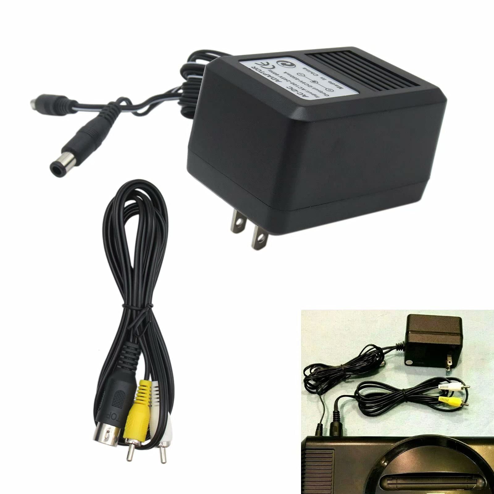 New AV Cable & AC Power Cord Bundle for SEGA Genesis 1 (Model: 1601)