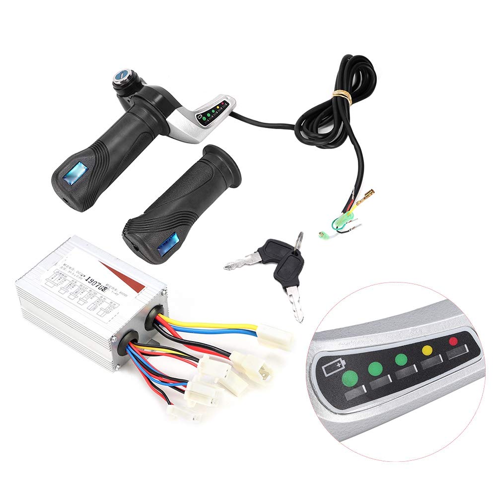Brushed Controller, 36V 800W Motor Brushed Speed Controller Box Kit with Throttle Grip for Electric Bicycle Scooter E-Bike
