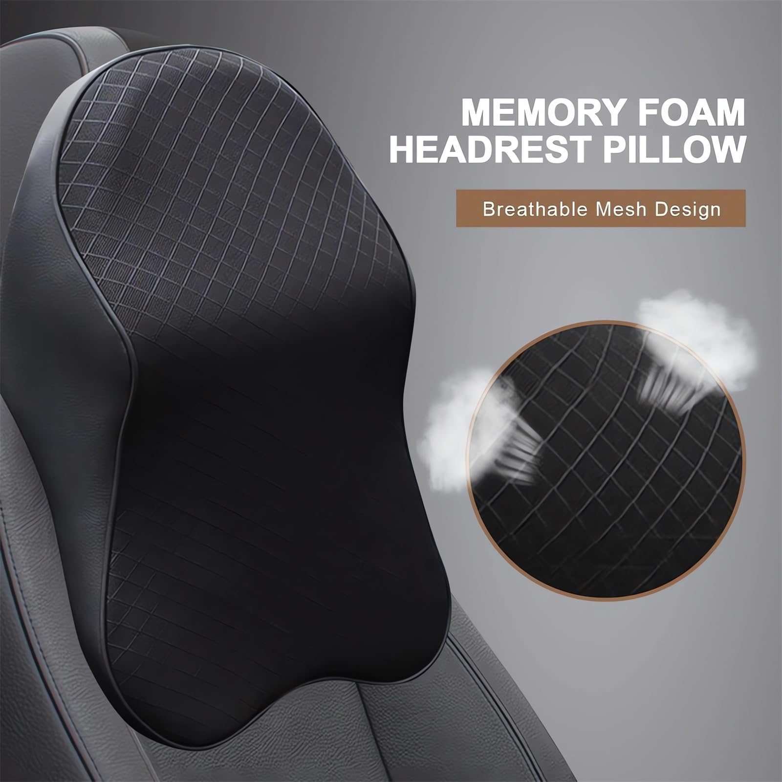 Car Seat Headrest Neck Rest Cushions - 2023 New Ergonomic 3D Memory Foam Car Neck Pillow with Removable Cover, Car Neck & Head Support Rest Pillow, Head Rest for Office Chair Neck Support (Black)