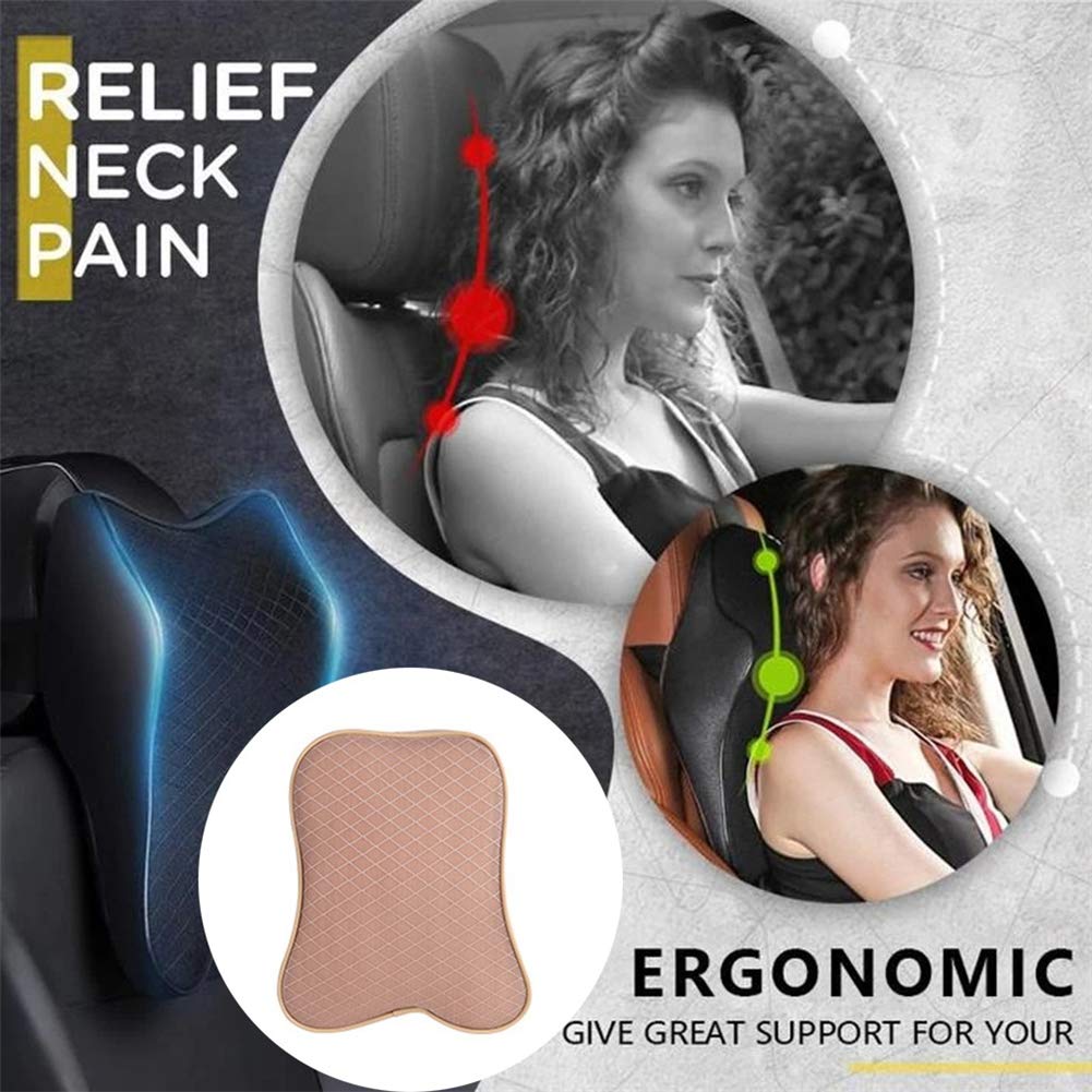 Car Seat Headrest Neck Rest Cushion, Car Seat Neck Pillow 100% Pure Memory Foam Neck Pillow with Breathable Removable Cover, Comfortable Ergonomic & Neck Pain Relief(14.17x11.8x3.9 in) (1 Pack, Black)