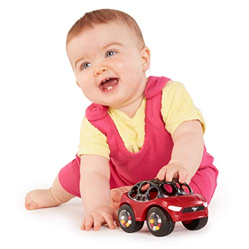 Bright Starts Ford Rattle & Roll Mustang Race Oball Car Toy Push and Go Vehicle, Easy Grasp, Ages 3 Months+, Red & Black