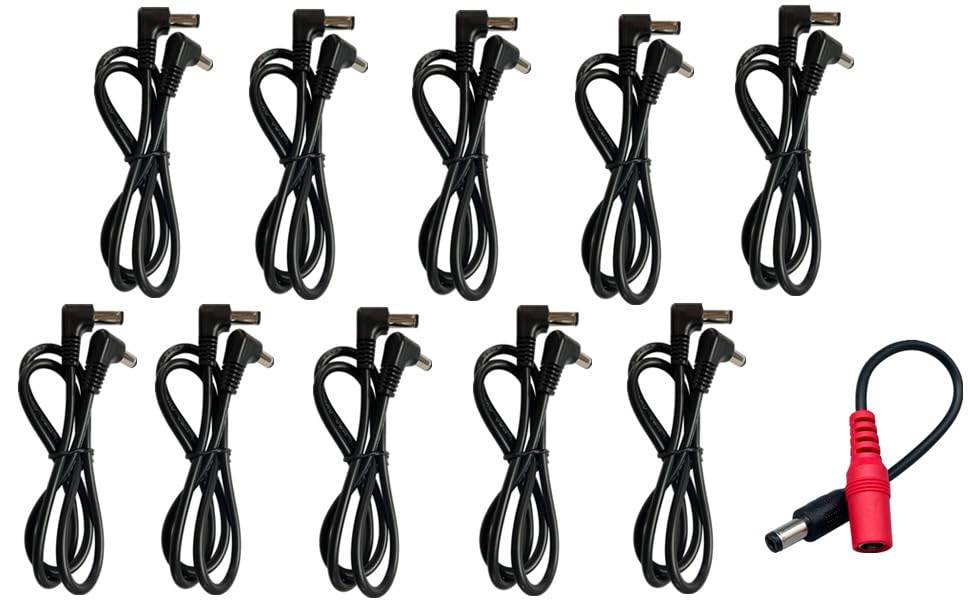 SOLUTEK Guitar Pedal Power Cable for Pedal Board Center Standard Negative Polarity (Right Angles and a Reversed, 24")