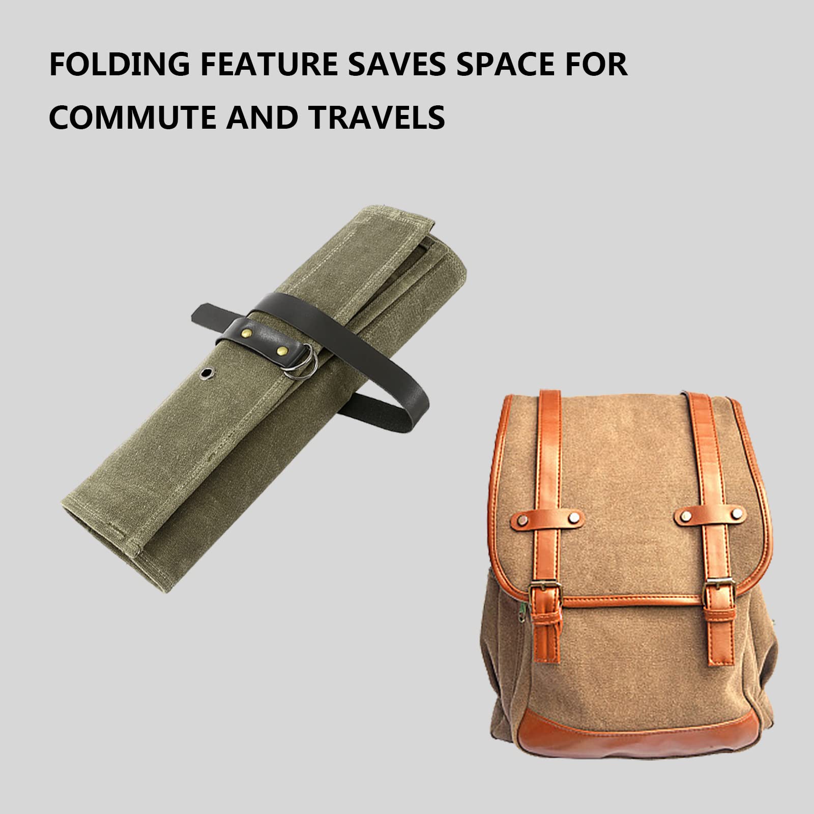 Chef Knife Roll Bag, 9 Pockets Canvas Knife Case, Knife Bag, Knife Wrap Wallet, Cutlery Knife Pouch Holders Protectors for Chef Knives Kitchen Utensils, Tool Roll (Army Green)