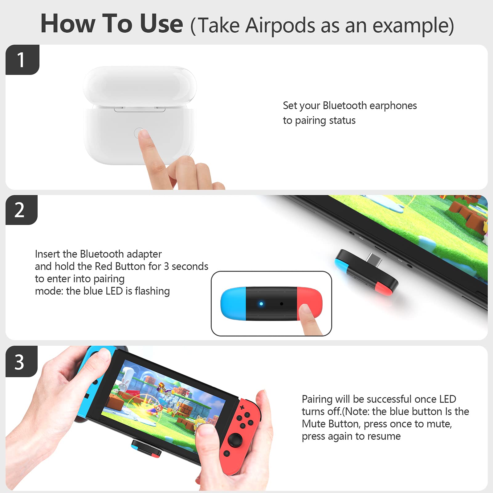 Bluetooth Audio Transmitter - DOODA Wireless Audio Bluetooth 5.0 Transmitter (USB - Type C) with Low Latency & in-Game Chat Microphone Compatible with PC/Laptop/PS5/PS4/Switch/Switch Lite/OLED