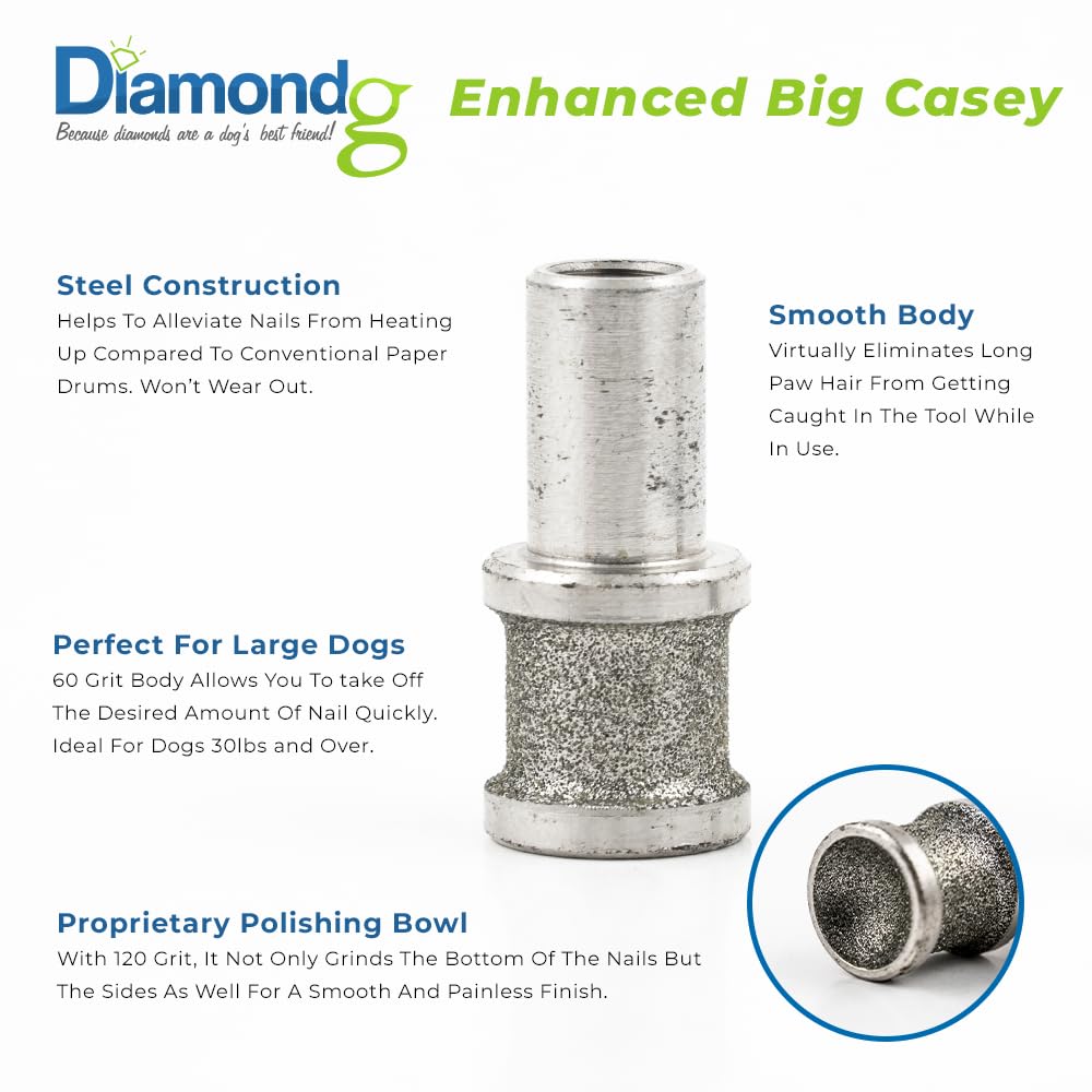 Diamondg - Professional Diamond Nail Rotary Nail Grinder Bit Dogs - Painless Nail Trimmer Bits Won't Pull Hair or Get Hot - Pack of 1 (Large)