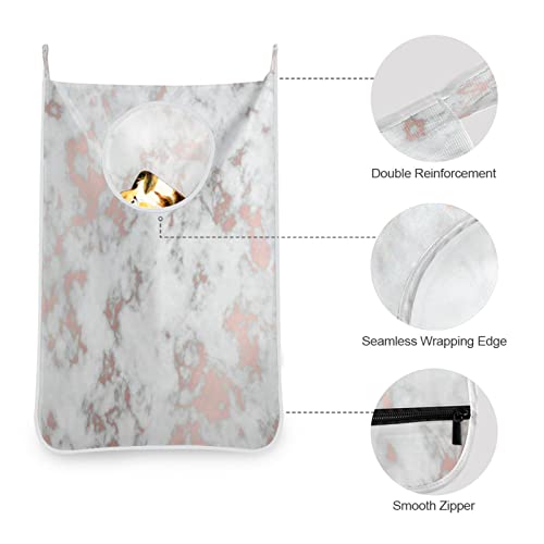 Marble Pattern Hanging Laundry Hamper Bag Door/Wall/Closet Hanging Large Laundry Bag Basket for Dirty Clothes Storage Organizer,with 2 Hooks,Space Saving for Travel,Small Room