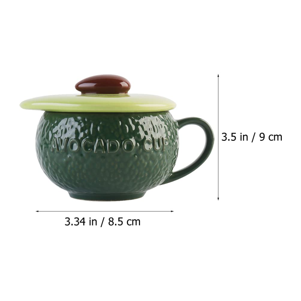 Cabilock Ceramic Stew Pot Steam Soup Bowl Small Steaming Mug Cup Avocado Shapes Sugar Bowls with Lid Spoon Serving Dish Bowls for Home Kitchen