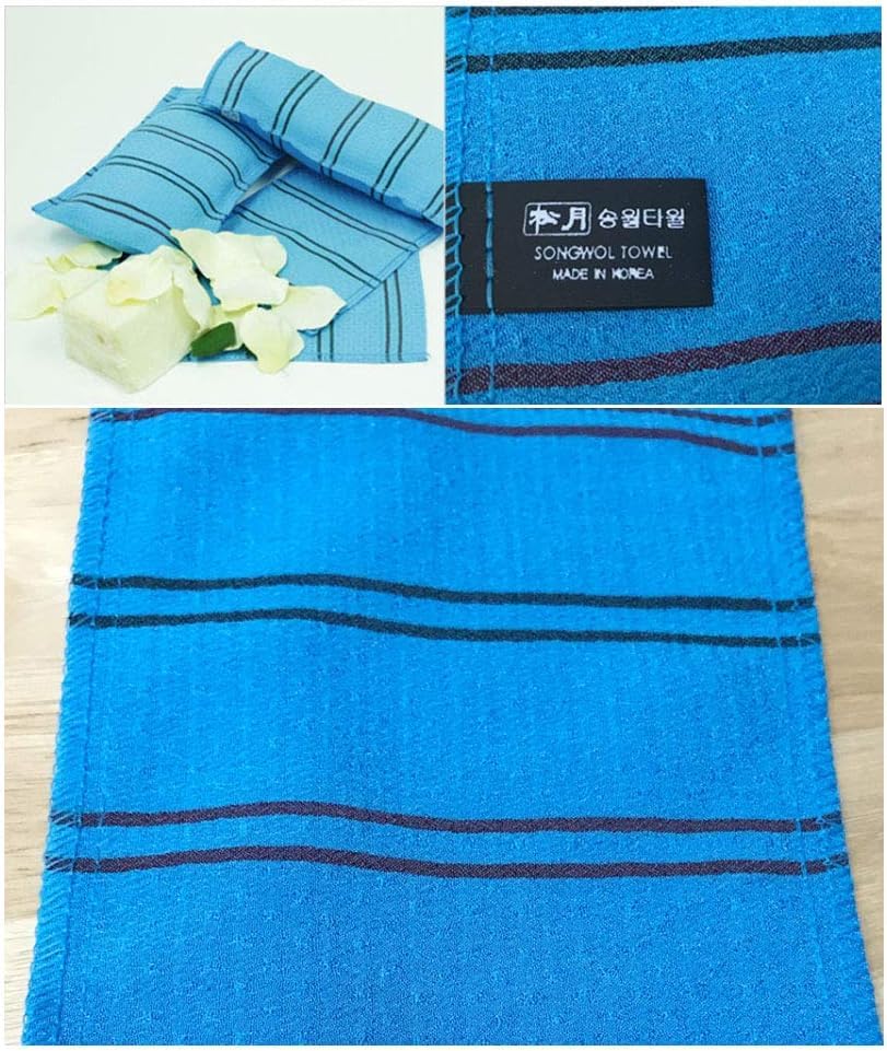SongWol Korean Beauty Skin X-Large Viscos Exfoliating Bath Towel Gloves Strong Scrub Wash Clothes (3 pack)