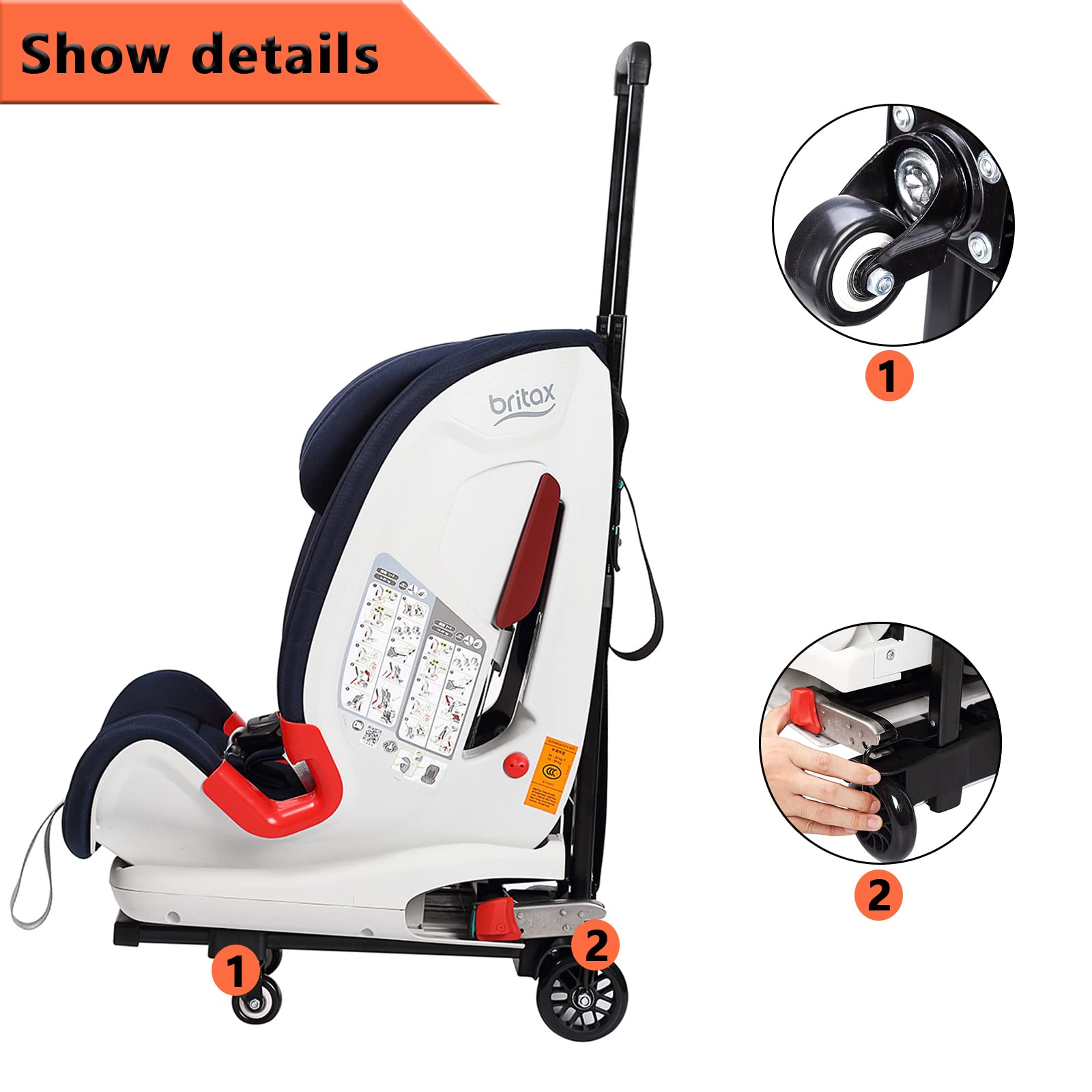Car Seat Travel Carts, Stroller with Wheels for Air Travel, Light and Portable