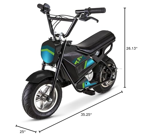 Kid Trax Kids KTX Mini Bike, 24 Volt, Youth 8-12 Years Old, Max Rider Weight 120 lbs, Black, (KT1598A)