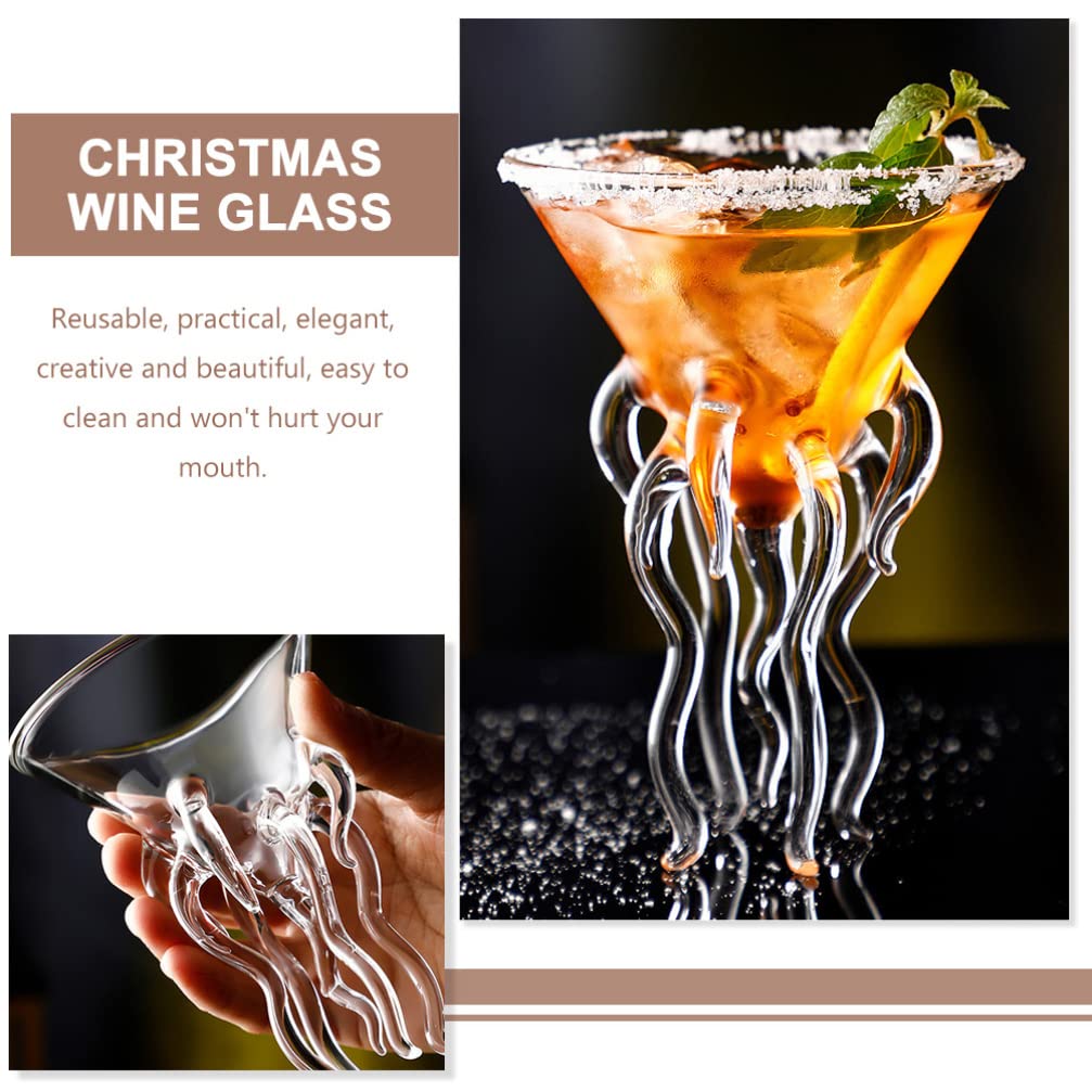 Cabilock Cocktail Glass Goblet Octopus Glass Wine Cups Party Drinking Cups Exquisite Martini Glasses Novelty Drink Cup for Party Bar