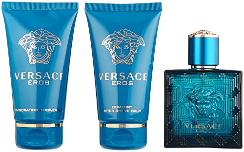Versace EROS Gift Set for Men 1.7 oz EDT + 1.7 oz Shower Gel + 1.7 oz Aftershave Balm, Combo