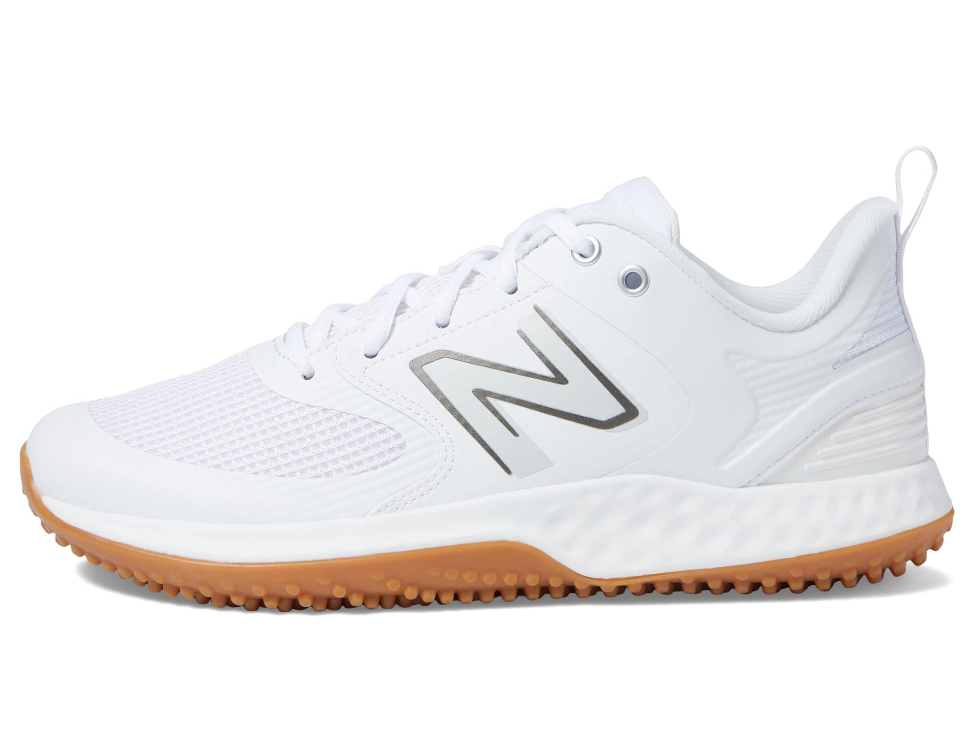 New Balance Women's Fresh Foam Velo V3 Turf-Trainer Softball Shoe, White/White, 8.5