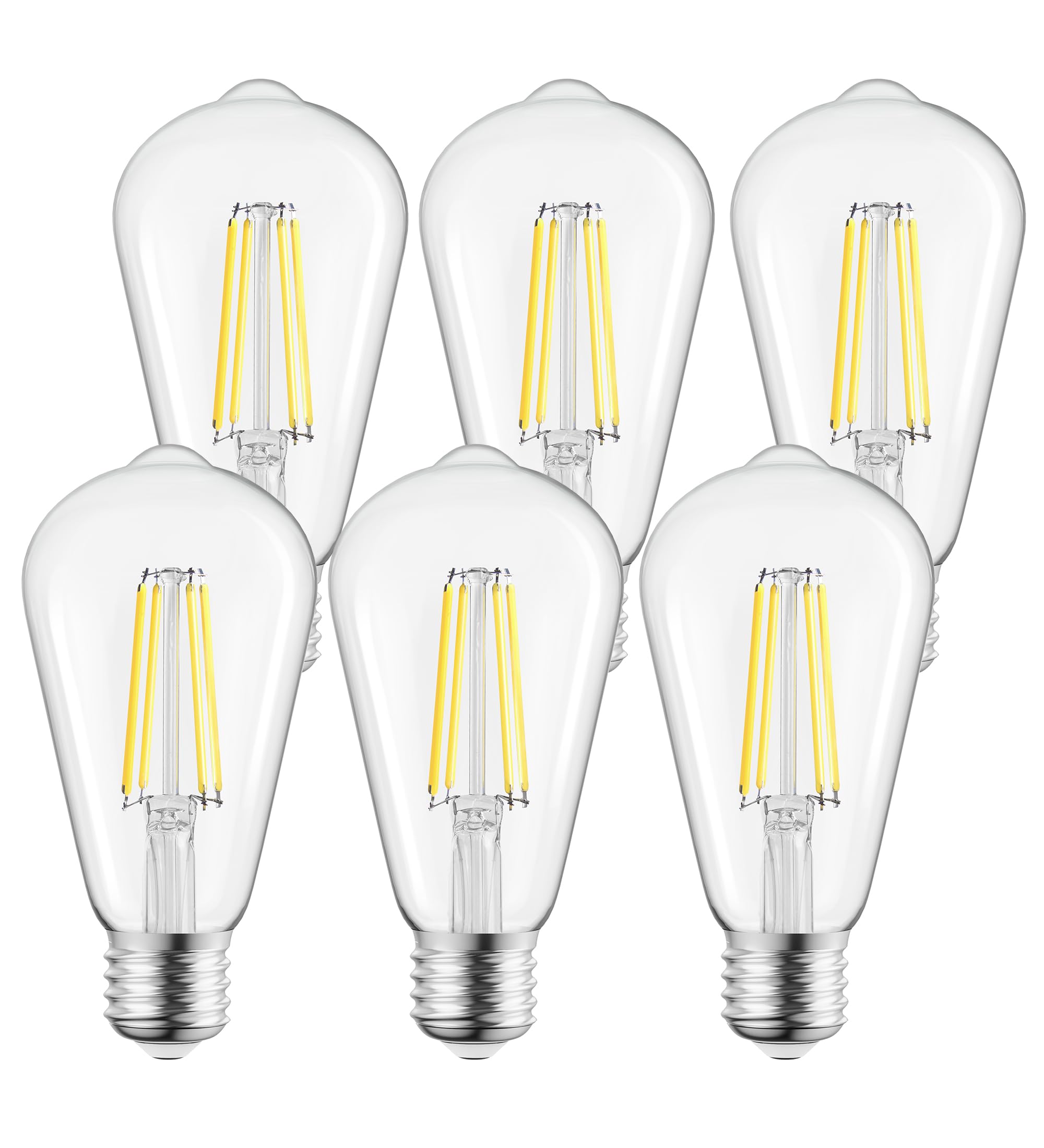 Brightown LED Edison Light Bulbs,6Pcs Vintage 6 Watt, Equivalent 60W Light Bulbs, E26 Base Non-Dimmable Decorative Antique Filament Light Bulbs with 80+ CRI,White 5000K
