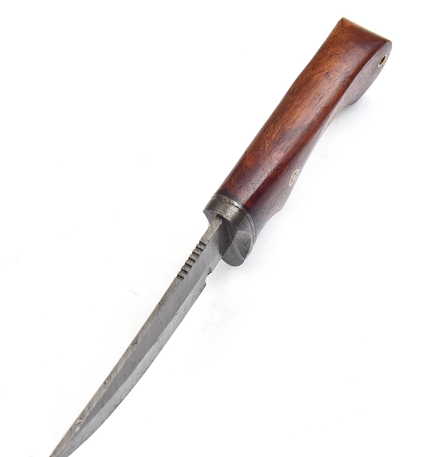 BCK Custom Handmade Fixed Blade Damascus Knife for Hunting & Hiking Damascus Knife with Sheath for Outdoor, brown