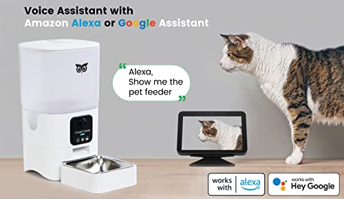Owlet Home Smart Automatic Pet Feeder with1080P HD Camera for Cats & Dogs (6L), WiFi, Live Video, Auto Night Vision, 2-Way Audio, Works with Alexa & Google Assistant, Motion Alert, No Monthly Fee
