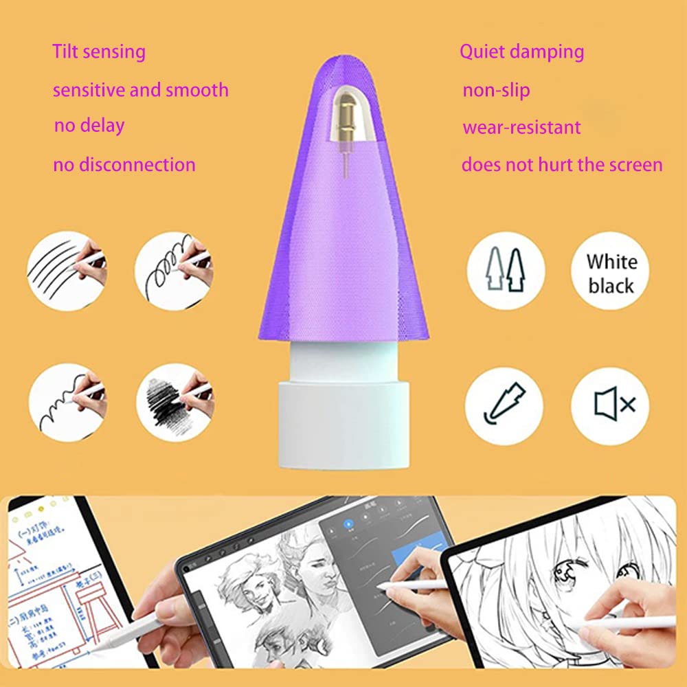 Double Layer Tips Compatible with Apple Pencil 2 Gen iPad Pro Pencil - Wear-Resistant Damping Nib for iPad Apple Pencil 1 st/Pencil 2 Gen White Black 8 Pack