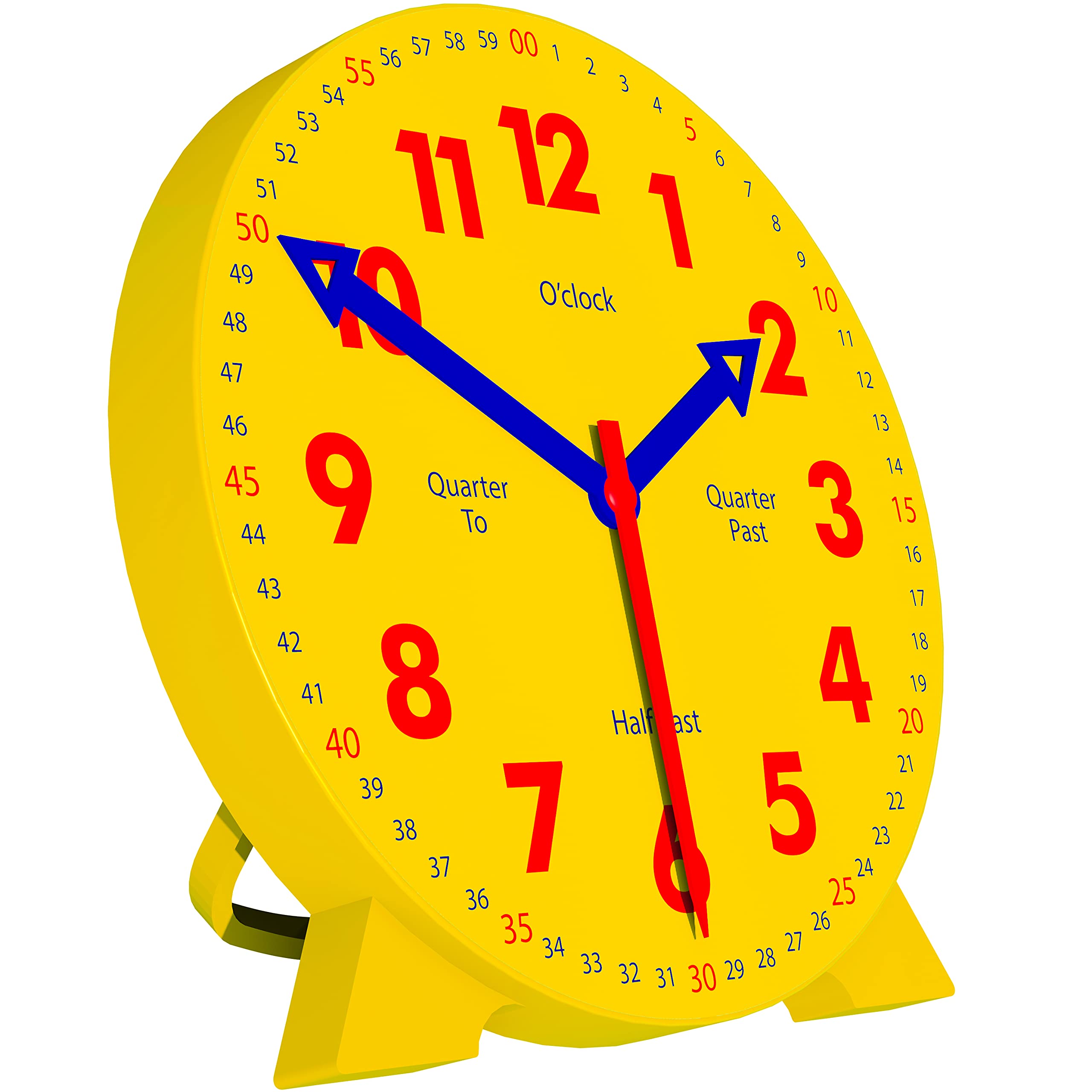 WISE HEDGEHOG Kids Telling Time Practice Learning Clock, 4 Inch Size Teaching Handheld Analog Clock, Geared Movement Makes Fingers Move Like Real Clocks, for School Classrooms and Homeschool Supplies