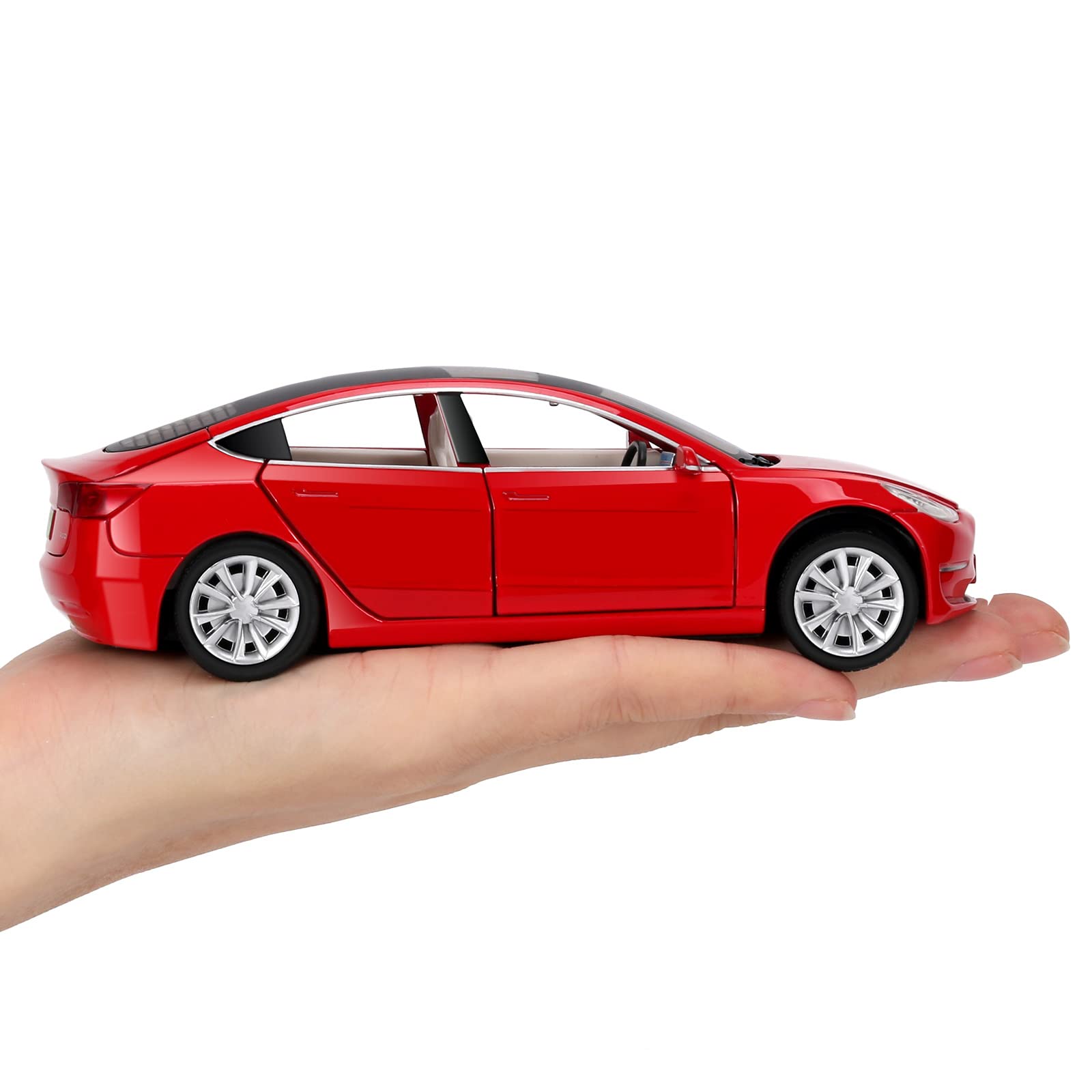 Toy Car 1/32 Model 3 Metal Die Casting Pull Back Car for 3 4 5 6 7 Year Old boy Toy with Sound and Light,Red
