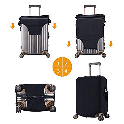 Flower Lette M Black Luggage Cover Elastic Washable Stretch Suitcase Protector Anti-Scratch Travel Suitcase Cover for Kid and Adult S (18-21 inch suitcase)