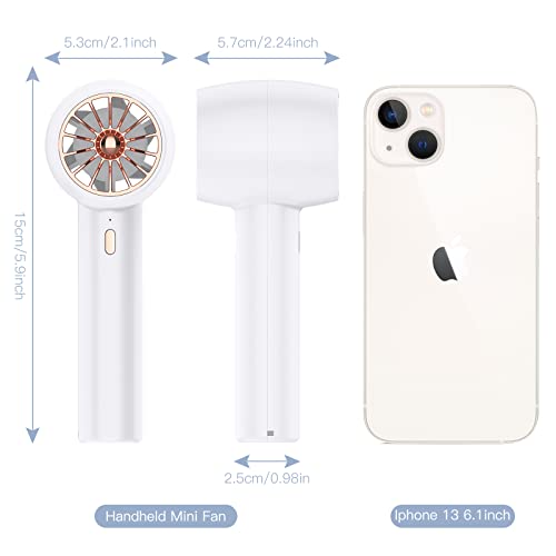 MATEPROX Mini Handheld Fan, 2000mAh Rechargeable Battery Operated Fan with 3 Speed Adjustable Removable Base, Small Portable Fan for Travel Women Kids Girls - White
