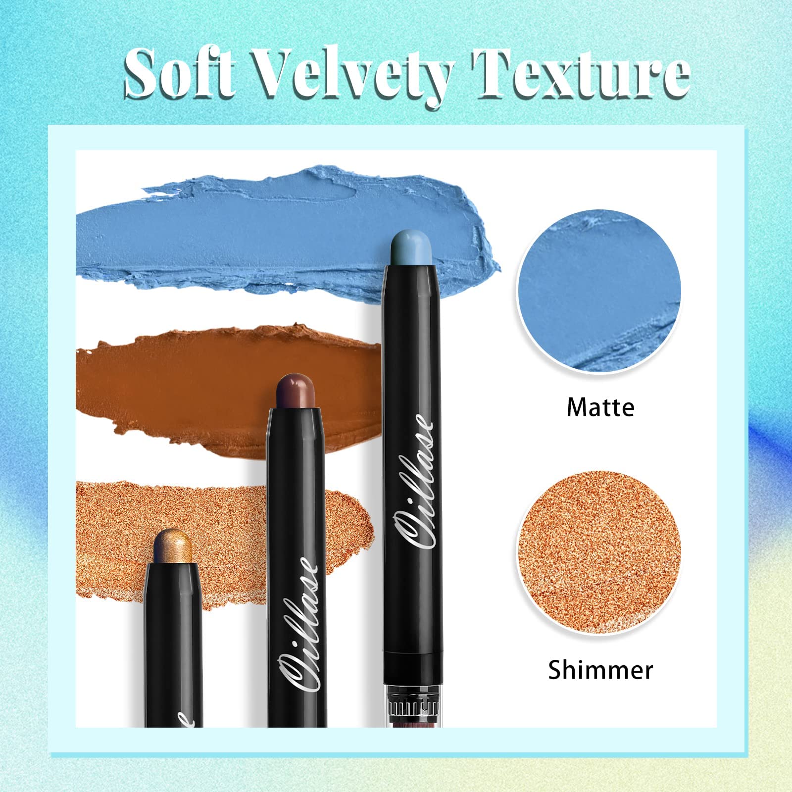Oillase 12 PCS Eyeshadow Stick Sets with Smudge Proof Eyeshadow Primer Base, Waterproof Glitter Eyeshadow Pen with Soft Brush, Cream Eye Shadow Stick Makeup, Shimmer and Matte Eyeshadow Pencil Crayon