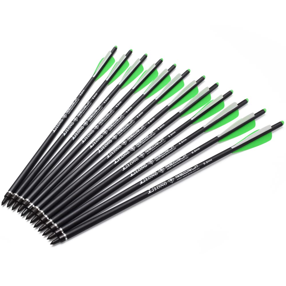 Carbon Crossbow Bolts 22 Inch Hunting Archery Crossbow Arrows with 4" Vanes Replaced Arrowhead Brodhead Tip 12PCS Pack