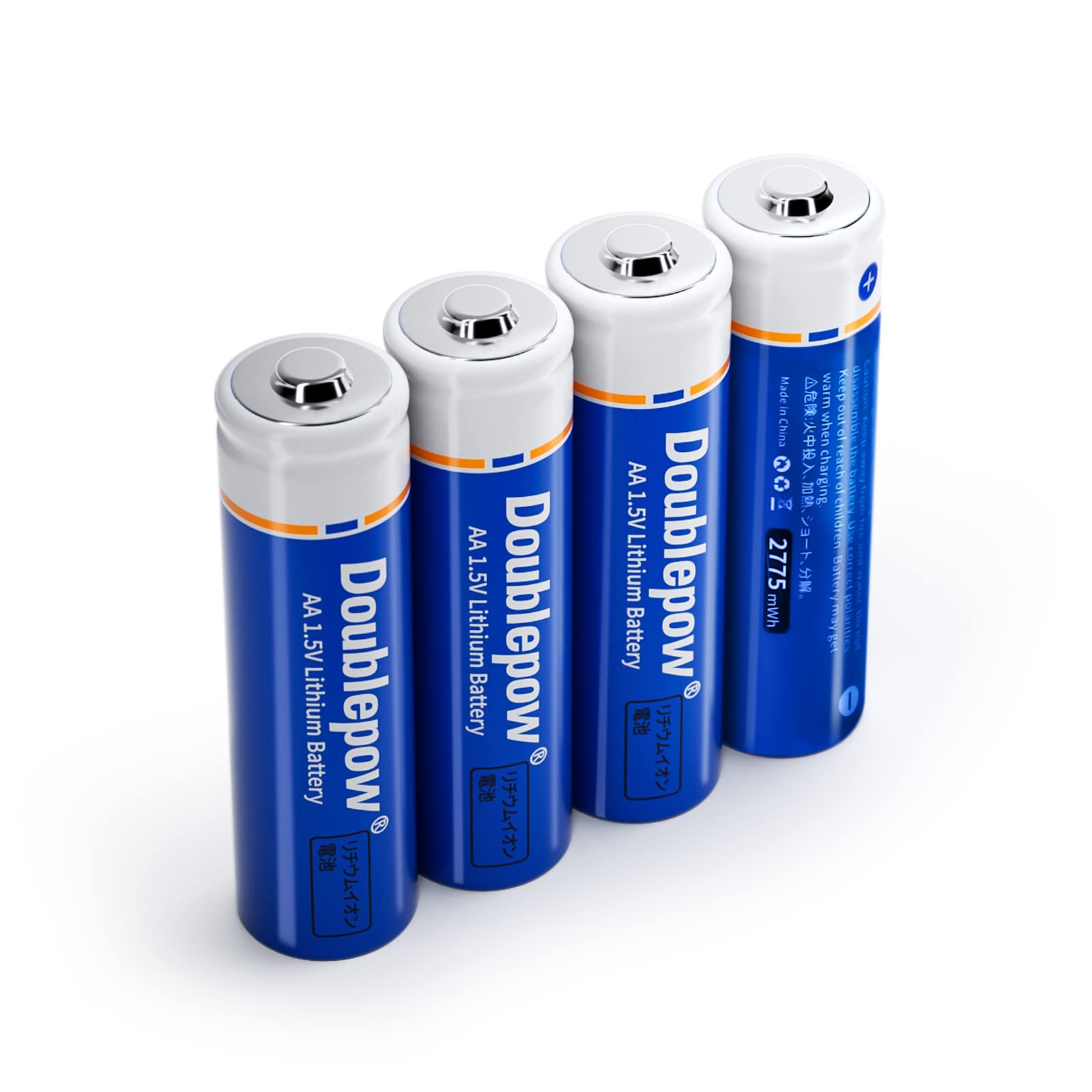 Doublepow Rechargeable AA Batteries,AA Lithium Batteries,1.5V AA Rechargeable Li-ion Battery,2775mWh High Capacity Double A Battery,4 Pack of AA Battery(Only Battery)