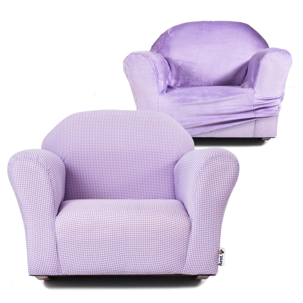 Keet Roundy Kid's Rocking Chair + Cover Combo Set, Pink, Lavender