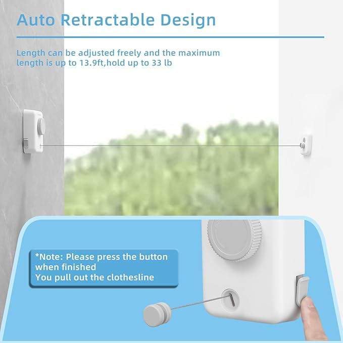 GorillaLine Max - Retractable Clothesline Indoor Outdoor Clothes Line | Heavy Duty Clothes Drying Laundry Line | Wall Mounted Drying Rack Clothing Line | with GorillaGrip Technology
