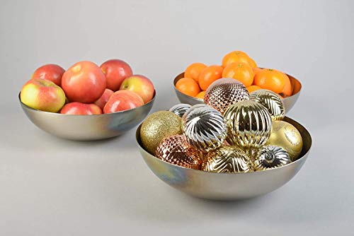 Serene Spaces Living Rustic Iron Bowl – Sturdy Oil Slick Iron Bowl with Iridescent Rainbow Spots – Vintage Accent Piece for Home or Office - Versatile Bowl Makes a Great Gift, 8.25” D x 2.5” H