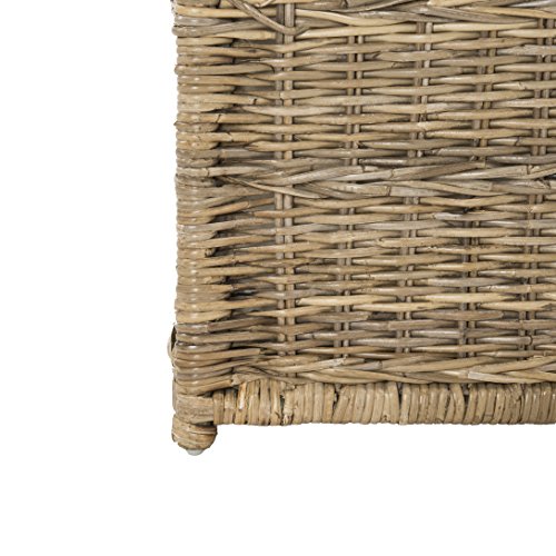 happimess HPM9001C Caden 30" Wicker Storage Trunk, Collapsible for flat storage, Rattan-Kubusoft Gray, Coastal for Office, Dorm Room-LivingRoom, Bedroom, Dining Room, Natural