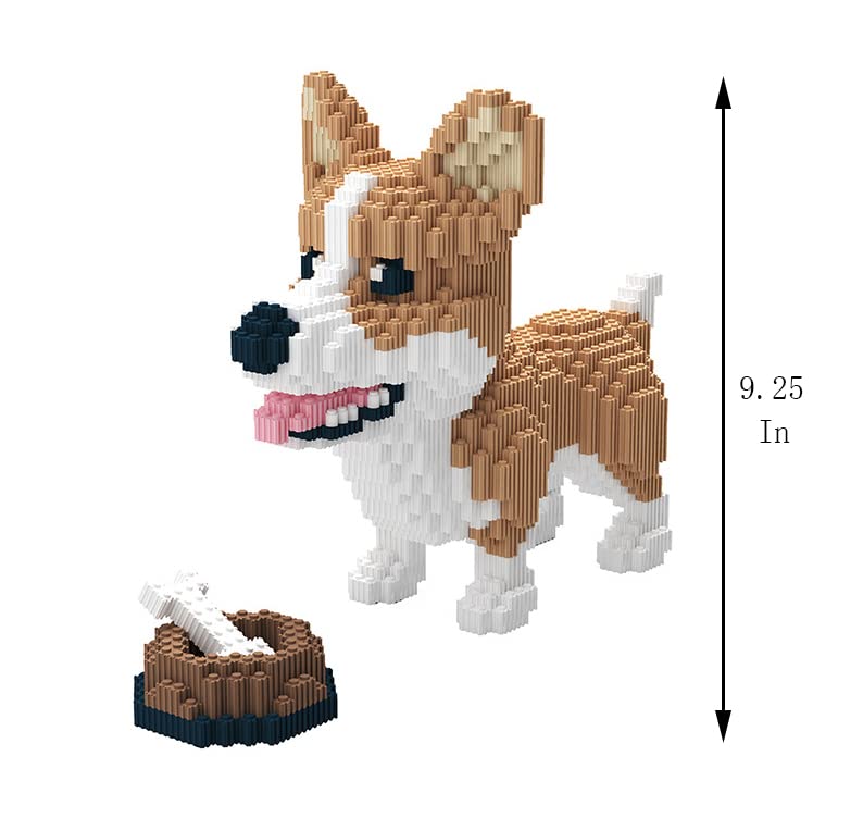 BDYDT Animal Corgi Dog and Food Micro Building Blocks Set(1860PCS) Gift for Adults and Kids