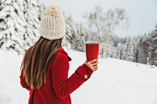 Seriously Ice Cold SIC 30oz Insulated Travel Tumbler Mug, Premium Double Wall Stainless Steel, Leak Proof BPA Free Lid (Matte Red)