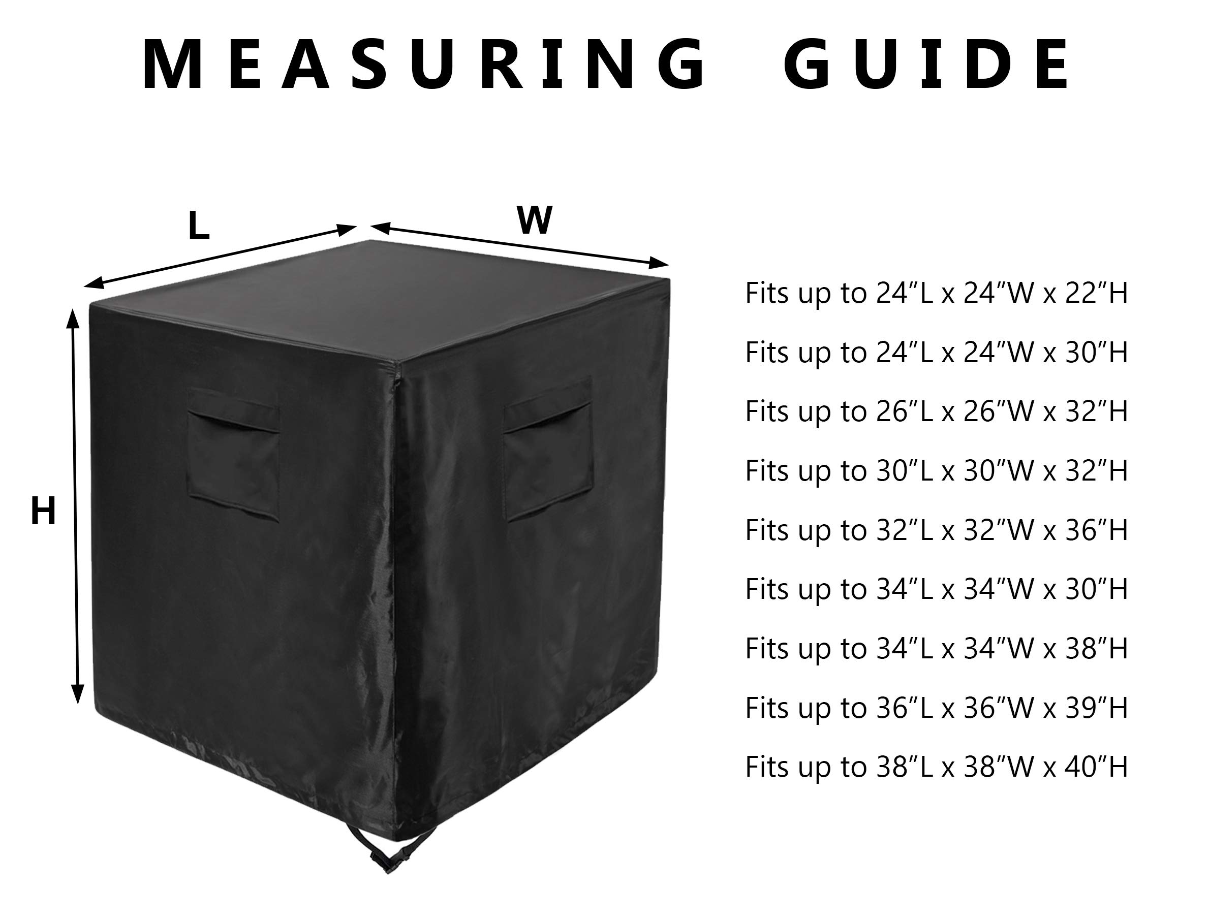 WOMACO Air Conditioner Cover for Outside Units Waterproof AC Covers Outdoor Central A/C Evaporative Cooler Cover Airconditioner Protector for Winter Exterior (Black, 36"L x 36"W x 39"H)