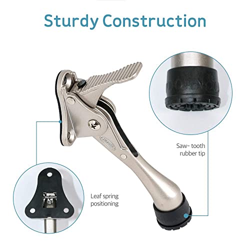 CG PLUS Door Stopper, One-Touch semi-Automatic Metal Door Stopper, with Non-Slip Rubber Tip for Wood, Concrete, Tiled, and Carpeted Floors (4inch x 2pack, Black)