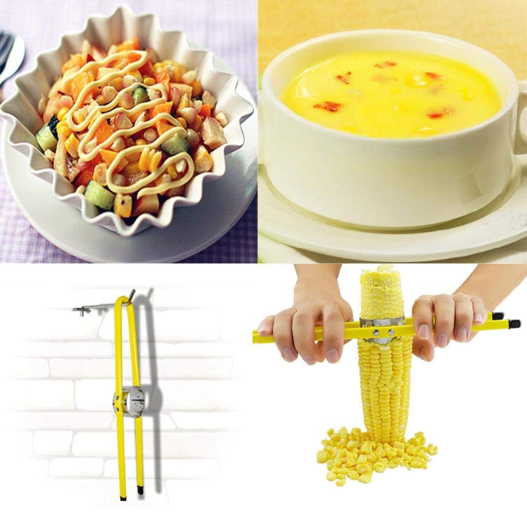 Corn Slicer Peeler Thresher Stainless Steel Corn on The Cobb Holders Corn Shucker Kitchen Cooking Tools,Easy to Operate and Clean, Reusable and Durable